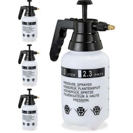 Relaxdays 4 x Pumpsprühflasche, einstellbare Messingdüse, Pflanzen Bewässerung, Schädlingsbekämpfung, 1l Sprüher zum Pumpen, black