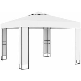 LONGZIMING Pavillon mit Doppeldach 3 x 3 m Weiß