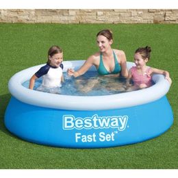 LONGZIMING Bestway Fast Set Aufblasbarer Pool Rund 183x51 cm Blau
