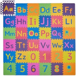 Puzzlematte abc und Zahlen, 90 Teile, Spielmatte Kinder, BxT: 180,5x180,5 cm, unbedenklich, Schaumstoff, bunt - Relaxdays