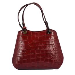 ORE10 Leder-Henkeltasche "Vestar" in Bordeaux - (B)21 x (H)26 x (T)10 cm