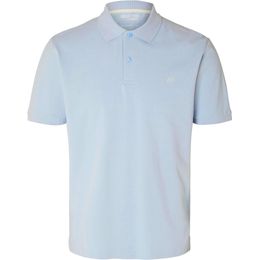 Selected Poloshirt, Regular Fit, Bio-Baumwolle, für Herren, blau, M