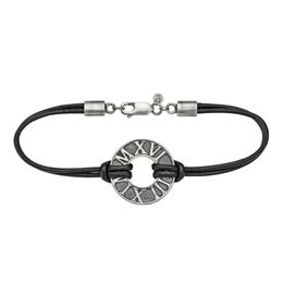 CAI Armband CAÏ "925/- Sterling Silber matt-oxidiert mit Leder" Armbänder Gr. 21cm, Silber 925 (Sterlingsilber), silberfarben (silbergrau) Herren Armbänder