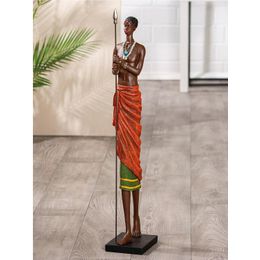 Afrikafigur CASABLANCA BY GILDE "Figur Mann "Arbore"" Dekofiguren Gr. B/H/T: 18,5 cm x 82,5 cm x 14 cm, orange (orange, schwarz) Weitere Figuren Skulpturen