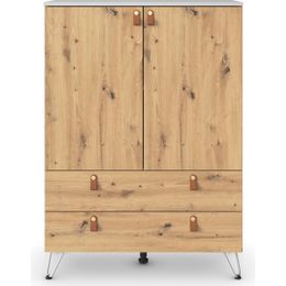 Hochkommode Rauch "Homey by Aditio" Sideboards Gr. B/H/T: 93 cm x 130 cm x 43 cm, 2, grau (seidengrau, eiche artisan) Rauch