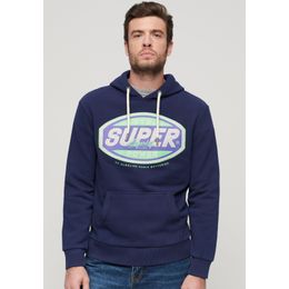 Hoodie Superdry "SD-GASOLINE WORKWEAR GRAPHIC HOOD" Gr. XXL, blau (rich navy) Herren Sweatshirts