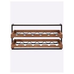 Weinregal Heine HOME, braun (braun, schwarz), B:60cm H:30cm T:25cm, Holz, Metall, Regale