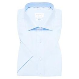 Eterna SLIM FIT Original Shirt in hellblau unifarben, hellblau, 39