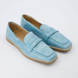 TK Maxx Blaue glänzende Loafer aus Leder