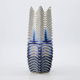 TK Maxx Grau-blaue Vase in Wellenform 29x13cm