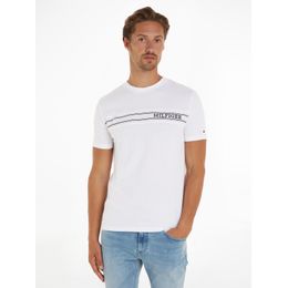 Tommy Hilfiger T-Shirt, Logo-Print, Baumwolle, für Herren, weiß, L