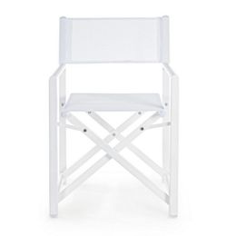 Natur24 Esszimmerstuhl 2er Set Regiestühle Taylor 48 x 56 x 86 cm Aluminium Textil Weiß