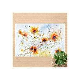 Bilderdepot24 Teppich Vinyl Wohnzimmer Schlafzimmer Flur Küche Blumen Aquarell