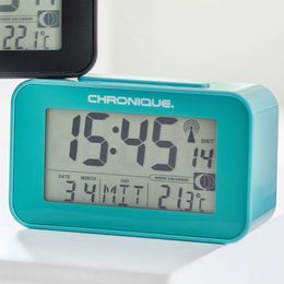 LCD Funk-Wecker mit Temperaturanzeige, Türkis