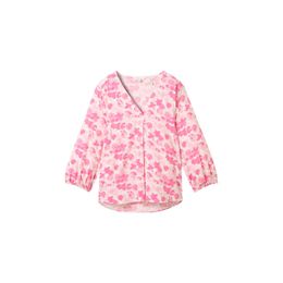 Tom Tailor Damen Bluse mit V-Ausschnitt, rosa, Blumenmuster, Gr. 46