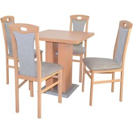 HOFMANN LIVING AND MORE Essgruppe 5tlg. Tischgruppe, (Spar-Set, 5-tlg., 5tlg. Tischgruppe), Stühle montiert, grau