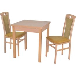 HOFMANN LIVING AND MORE Essgruppe 3tlg. Tischgruppe, (Spar-Set, 3-tlg., 3tlg. Tischgruppe), Stühle montiert, gelb