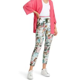 Marc Cain Stretch-Hose "Sports Summer Pics" Premium Damenmode Modell SOFIA mit Postkartenprint, bunt