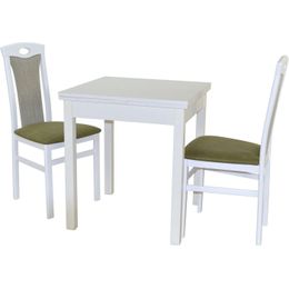 HOFMANN LIVING AND MORE Essgruppe 3tlg. Tischgruppe, (Spar-Set, 3-tlg., 3tlg. Tischgruppe), Stühle montiert, grün|weiß