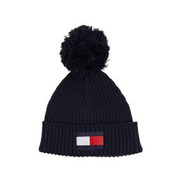 Tommy Hilfiger Beanie BIG FLAG POM POM BEANIE Kinder Kids Junior MiniMe, blau