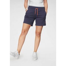 Kangaroos Sweatshorts mit kontrastfarbener Kordel und kleinem Label-Print, blau