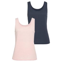 Vivance Strandtop mit Tanktopträgern, Rundhals, (Packung, 2-tlg) aus bügelfreier Crêpe-Ware, rosa