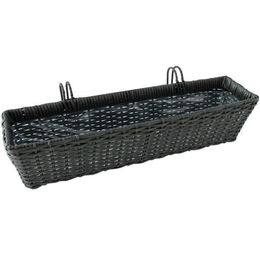 Expo-Börse Kynast Blumenkasten Balkon Geländer 60 x 14 cm eckig Polyrattan dunkelbraun