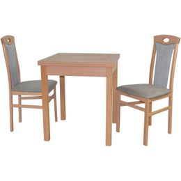 HOFMANN LIVING AND MORE Essgruppe 3tlg. Tischgruppe, (Spar-Set, 3-tlg., 3tlg. Tischgruppe), Stühle montiert, grau