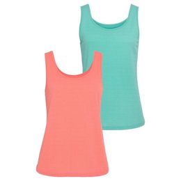 Vivance Strandtop mit Tanktopträgern, Rundhals, (Packung, 2-tlg) aus bügelfreier Crêpe-Ware, orange