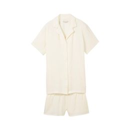 Tom Tailor Damen Unifarbener Pyjama, weiß, Uni, Gr. M/38