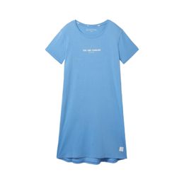 Tom Tailor Damen Nachthemd mit Textprint, blau, Uni, Gr. S/36