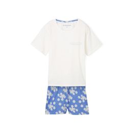 Tom Tailor Damen Kurz-Pyjama mit Blumenmuster, blau, Blumenmuster, Gr. XXL/44