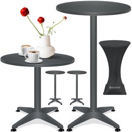 Kesser® 2in1 Stehtisch Bistrotisch Aluminium Edelstahlplatte höhenverstellbar 70cm / 115cm Partytisch Tisch In- & Outdoor Hochzeit Empfangstisch 4 Standfüße und Regencover