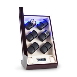 Klarstein Klingenthal Uhrenbeweger Rechts-Links-Lauf bis 2200U/d 12 Uhren RGB-LED Touch abschlie&szlig;bar Mahagoni