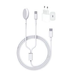 Cyoo 2in1 Ladekabel Wireless USB C 20W Adapter Smartwatch Apple Watch Induktions-Ladegerät (Set