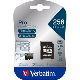 Verbatim Micro SDXC Karte 256GB Speicherkarte Pro UHS-I U3 4K Class 10 Speicherkarte