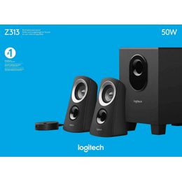 Logitech Lautsprecher Z313 Audio Klinke Stereo 2.1 25 Watt schwarz 980-000413 PC-Lautsprecher