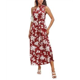 AFAZ New Trading UG Sommerkleid Damen Kleid Sommerkleid Blumendruck Kleider Sommerliches Damen-Kleid mit Blumendruck und einer Schulter