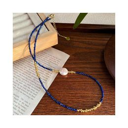 DTC GmbH Perlenkette Halskette mit blauen und weißen Perlen (Finde noch heute Dein perfektes Schmuckstück!