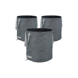 Relaxdays Gartensack 3er Set Pop Up Laubsack 85 L grau