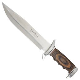 Haller Messer Survival Knife Bowiemesser rostfrei Pakkaholzgriff Lederscheide