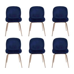 JVmoebel Esszimmerstuhl Esszimmer Gruppe Garnitur Blau Stühle 6x Stühle Set Textil Sitz (6 St)