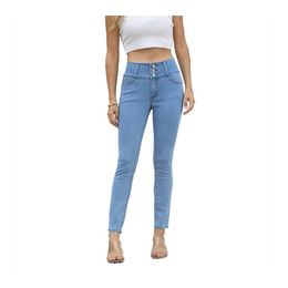 AFAZ New Trading UG High-waist-Jeans Jeansblaue Slim-Fit-Bleistifthose