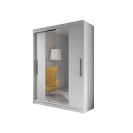 MOEBLO Kleiderschrank LARA 01 (mit Spiegel Schwebetürenschrank 2-türig Schrank mit vielen Einlegeböden und Kleiderstange