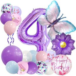 Coonoor Luftballon Geburtstagsdeko Mädchen Große Folienballon Schmetterling