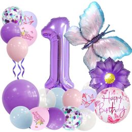 Coonoor Luftballon Geburtstagsdeko Mädchen Große Folienballon Schmetterling