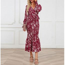 AFAZ New Trading UG Sommerkleid Damen Netz Ärmel Kleider A Linie Tief V-Ausschnitt Elegant Minikleid