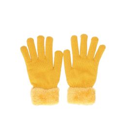 Antonio Strickhandschuhe Antonio Damen Winter Fingerhandschuhe Teddy Futter yellow