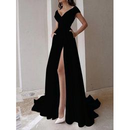ZWY Abendkleid Damen Maxikleid Bankettkleid Sexy Kleid Röhren A-Linie Kleid (1-tlg) Schwarz Gerüschtes langes Rockkleid-Abendkleid