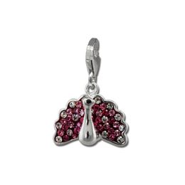 SilberDream Charm-Einhänger SilberDream rosa Charm Pfau Zirkonia 925